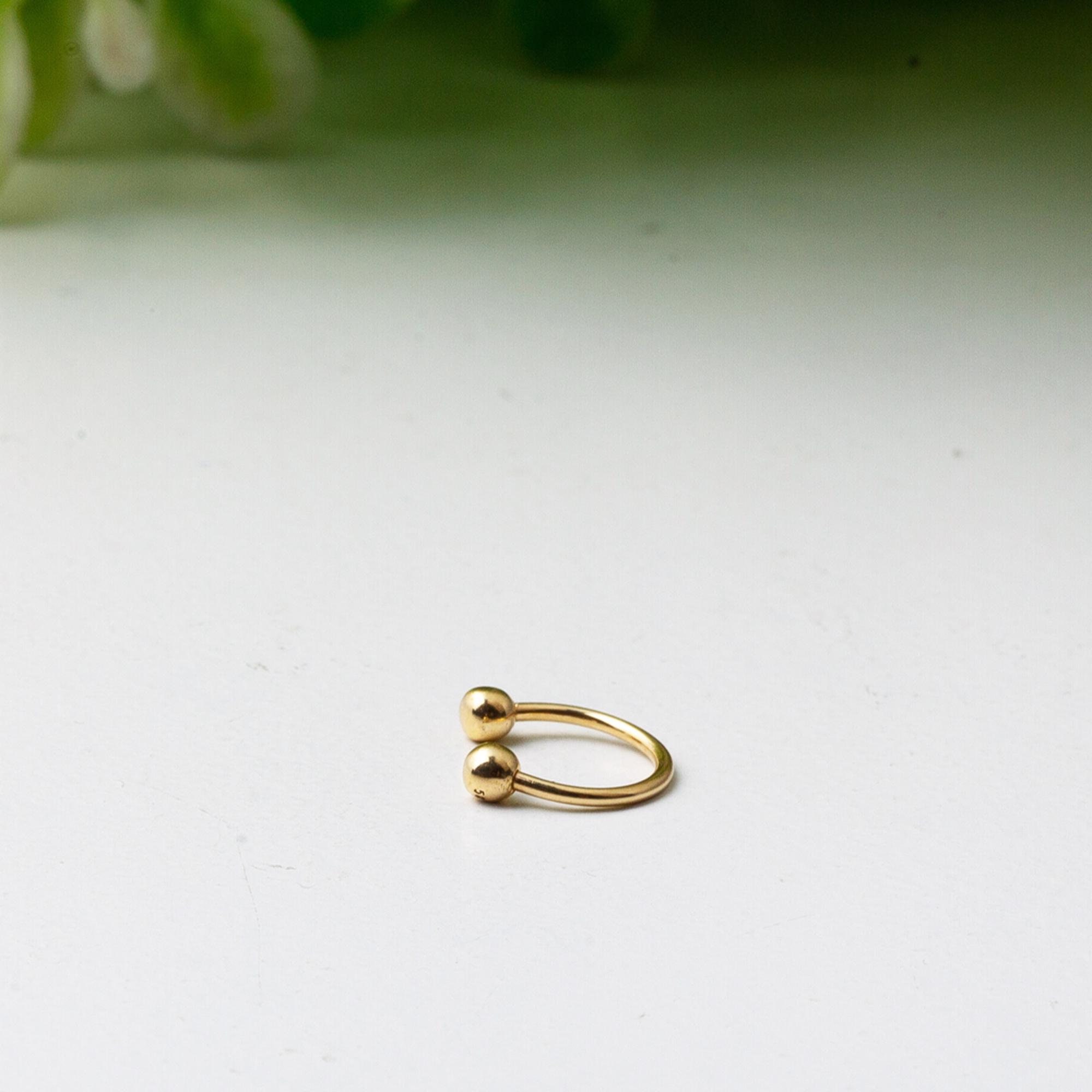 14K Gold Double Ball Nose Hoop Ring Nose Jewelry, Nose Hoop Ring, Half ...