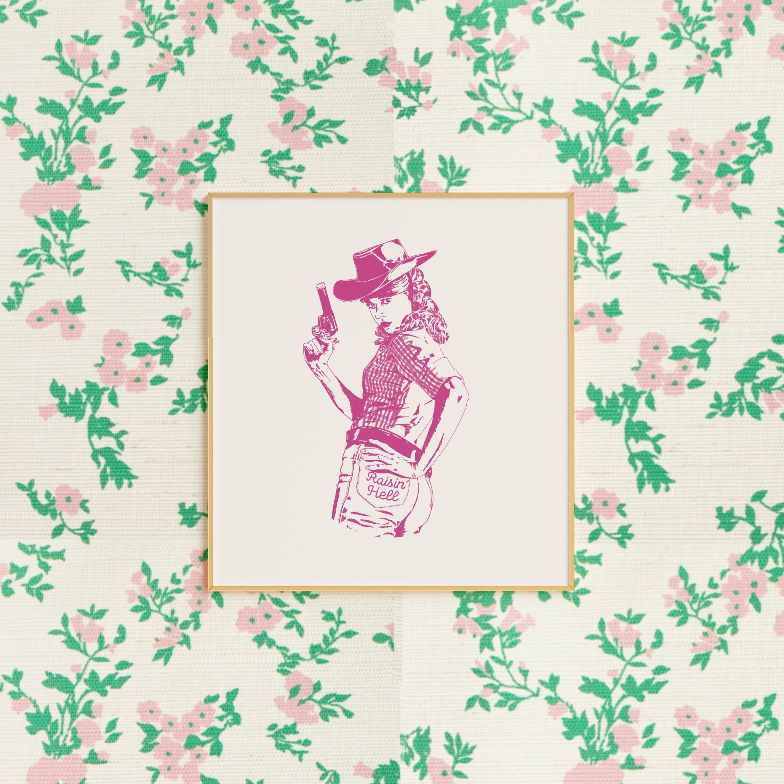 Raisin’ Hell - PINK - Cowgirl Print, Western Wall Art, Wild West Art ...