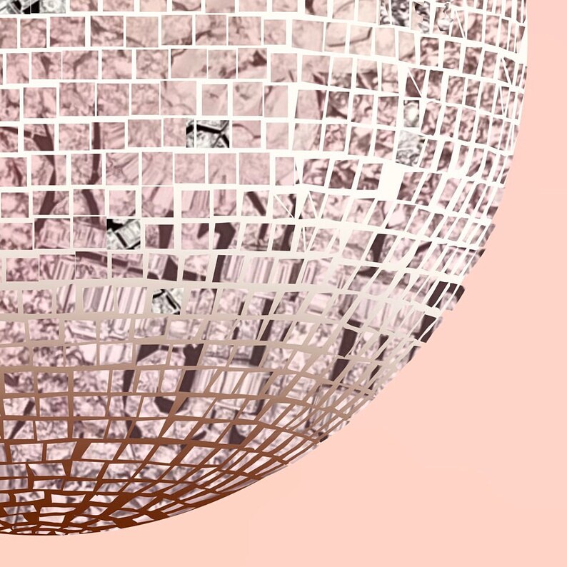Rose Gold Disco Ball Art Print - Etsy