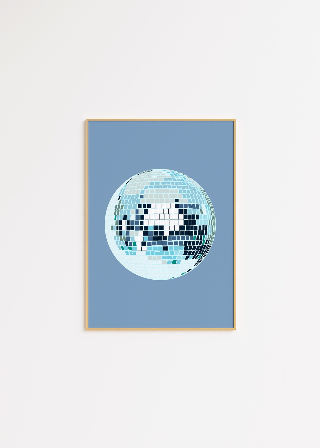 Light Blue Disco Ball Art Print, Fun Art for Bar Cart, Dorm Room Art ...