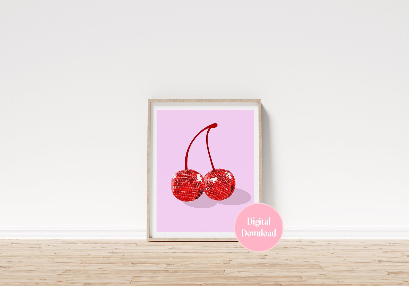 Printable Red Cherry Disco Ball Art Disco Ball Art, Cherry Disco Ball ...