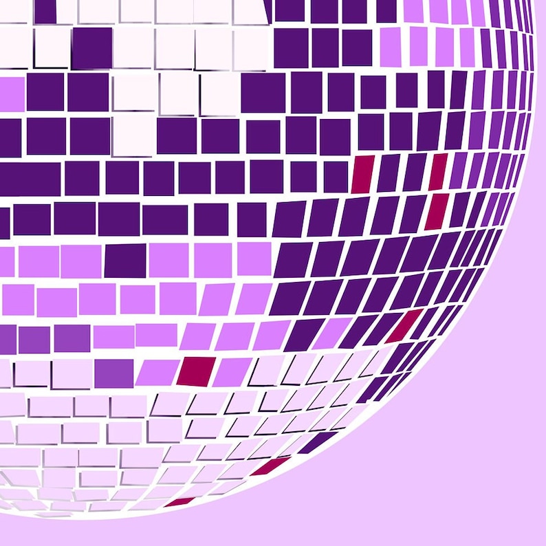 Digital Art, Violet Disco | Disco Ball Print | Purple Disco Ball Wall ...