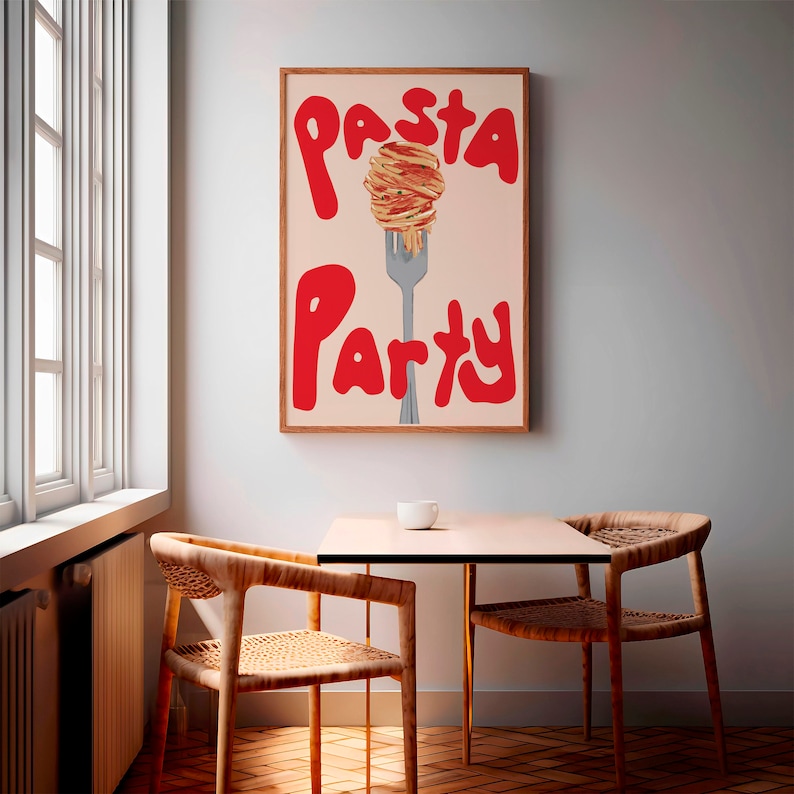 Pasta Party Wall Art, Spaghetti Kitchen Decor, Pasta Lover Gift - Etsy