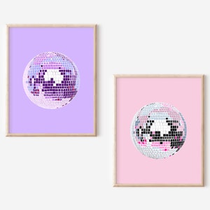Disco Ball Art, Set of 8 Printable Disco Ball Art Prints, Rainbow Disco ...