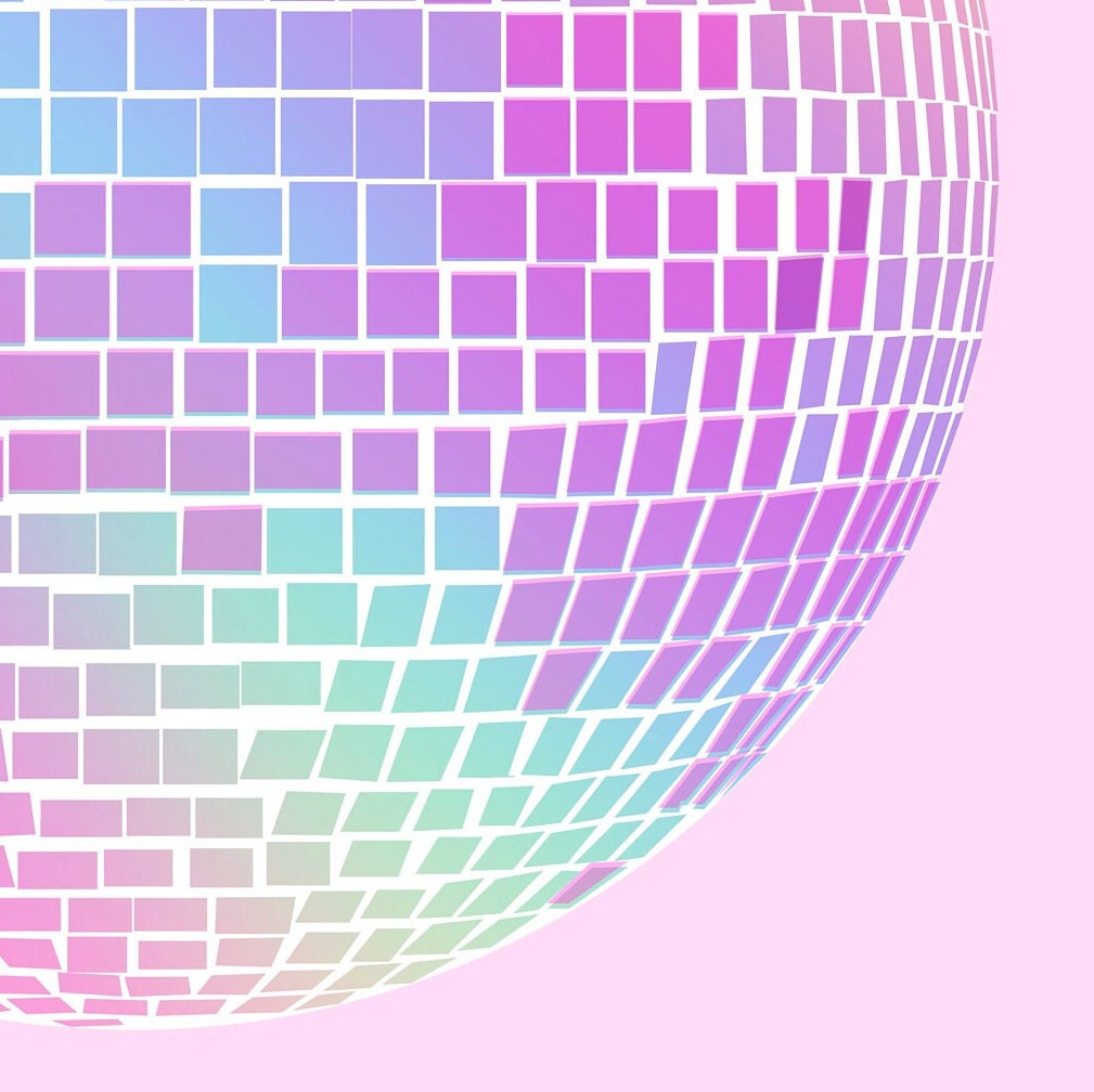 Rainbow Lite Disco Disco Ball Print Pink Disco Ball Pop Art Rainbow ...