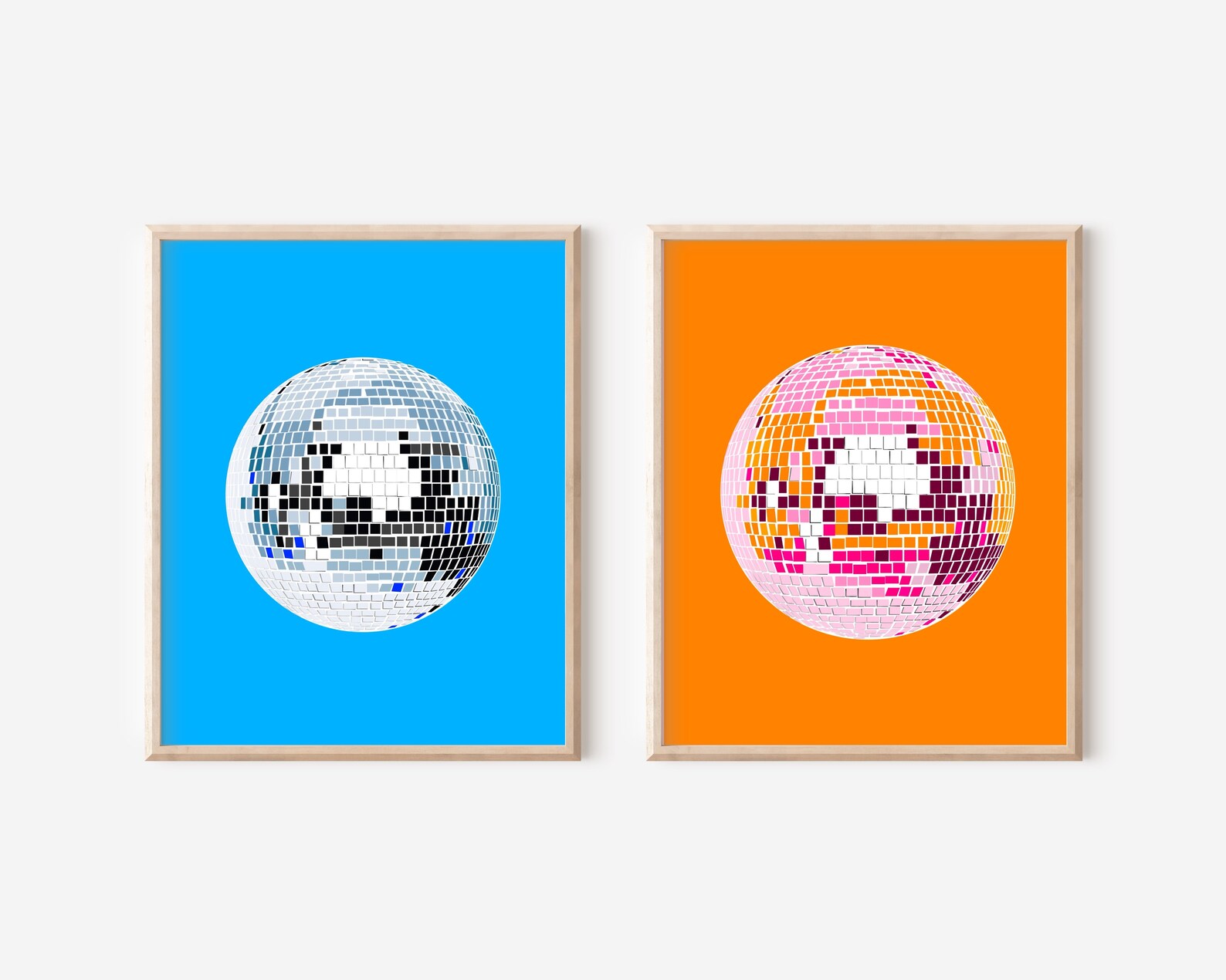 Disco Ball Art, Set of 8 Printable Disco Ball Art Prints, Rainbow Disco ...