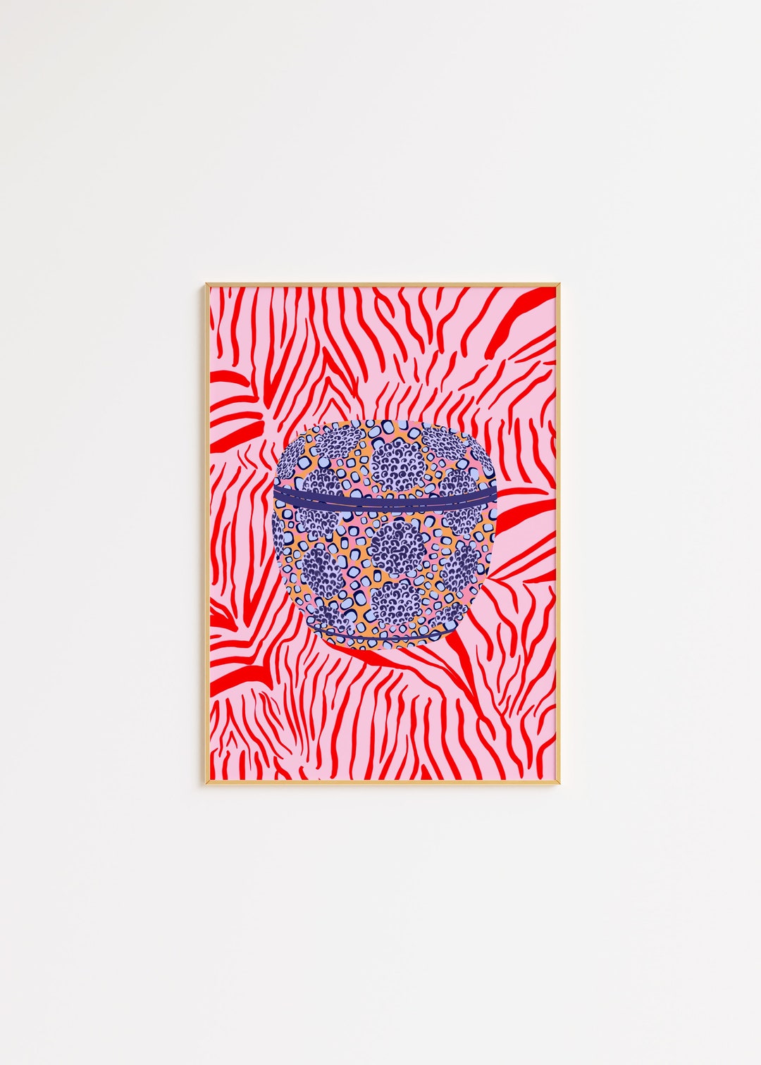 Modern Chinoiserie Art Print | Orange Pink Blue Zebra Pattern ...