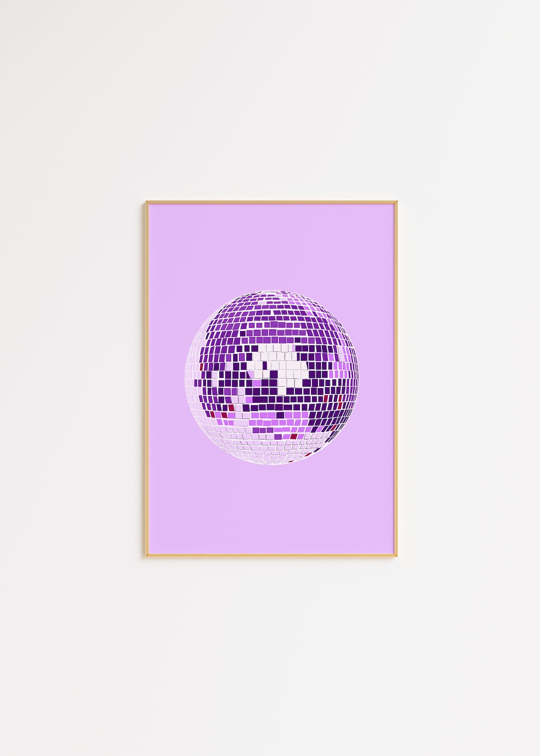 Violet Disco Ball Wall Art, Printable Retro Disco Decor, Disco Party ...