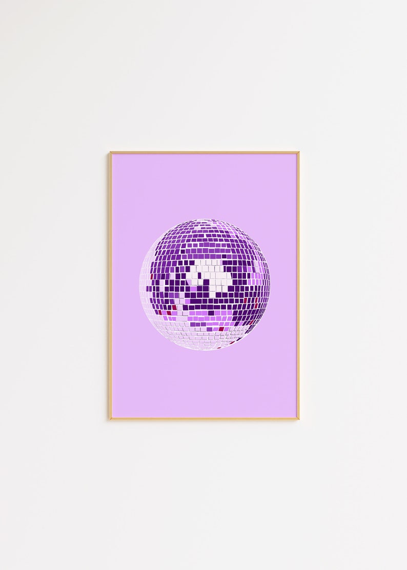 Digital Art, Violet Disco | Disco Ball Print | Purple Disco Ball Wall ...