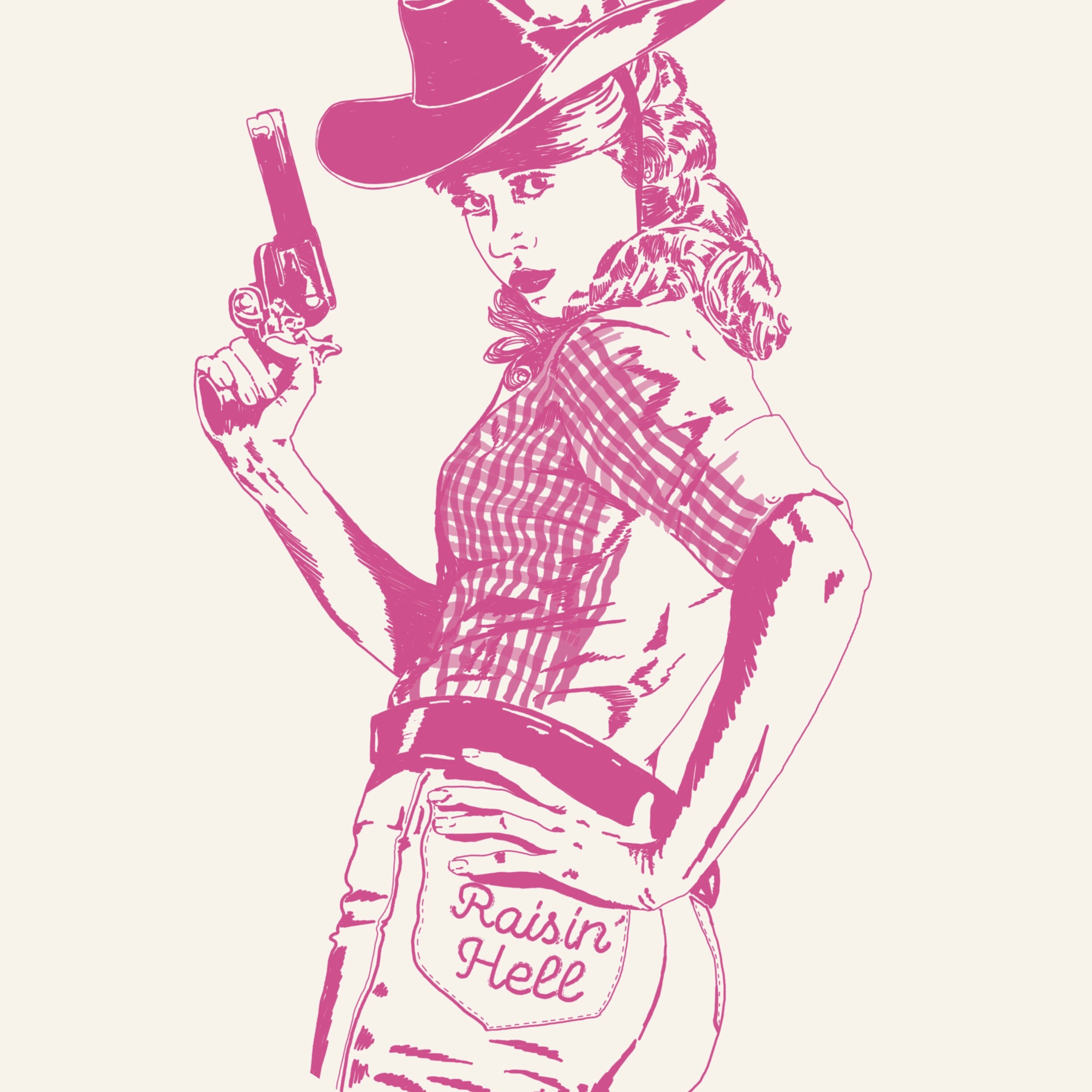 Raisin' Hell Cowgirl Print, Western Wall Art, Cowboy Art, Pink Art ...