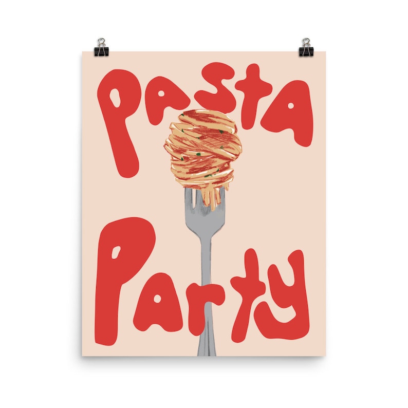Pasta Party Wall Art, Spaghetti Kitchen Decor, Pasta Lover Gift - Etsy