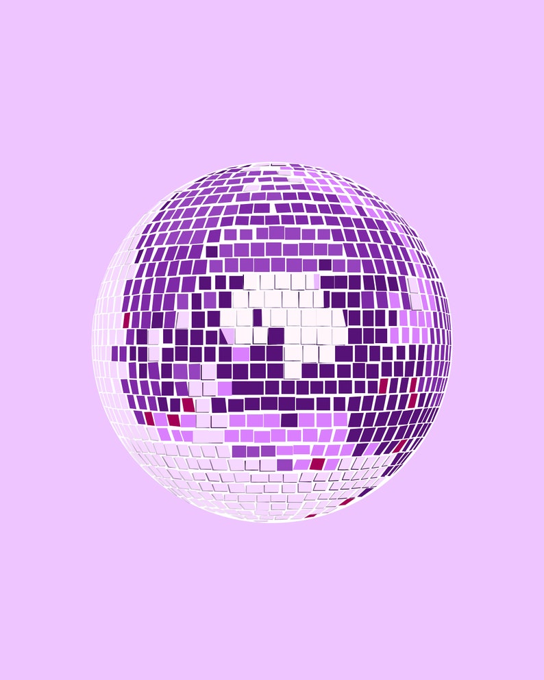 Digital Art, Violet Disco | Disco Ball Print | Purple Disco Ball Wall ...