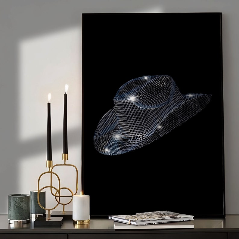 Printable Queen B Cowboy Disco Ball Wall Art Side View - Etsy