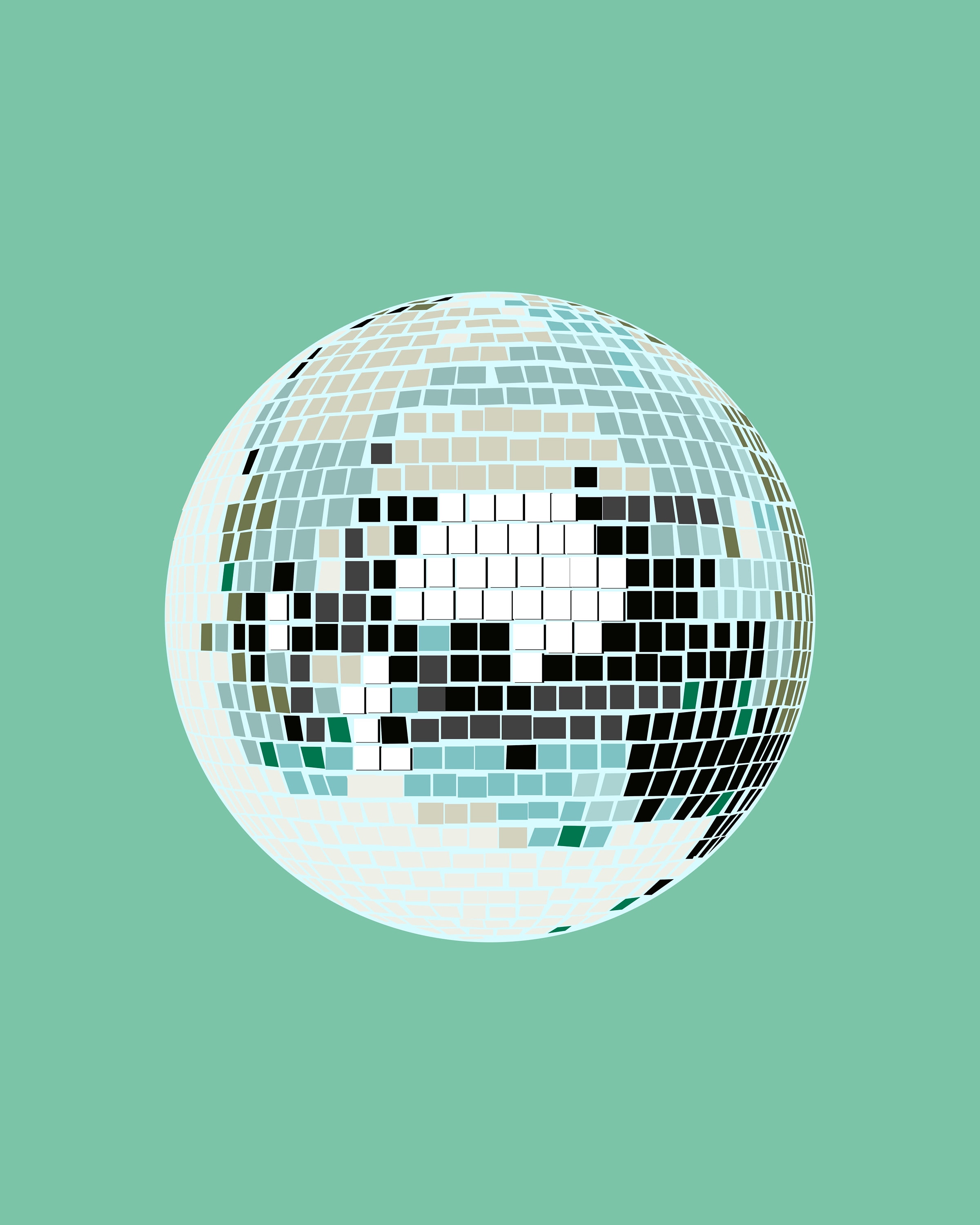 Sage Green Disco Ball Art Print - Etsy
