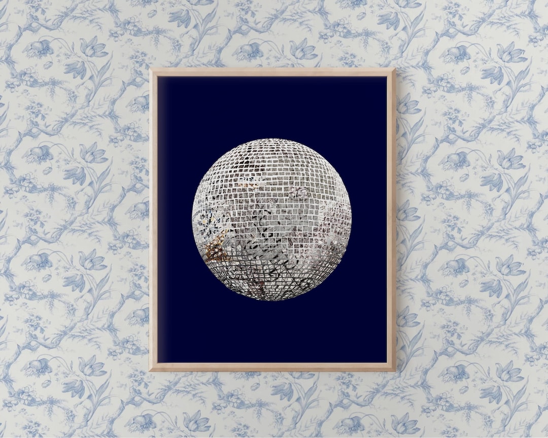 Diamond Disco Ball - Navy | Disco Ball Print | Diamond Disco Ball | Pop ...