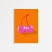 Orange and Pink Cherry Disco Ball Art, Printable Cherries Wall Art - Etsy