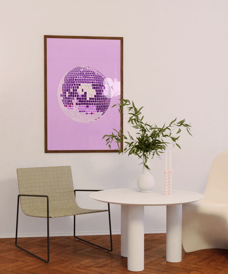 Digital Art, Violet Disco | Disco Ball Print | Purple Disco Ball Wall ...