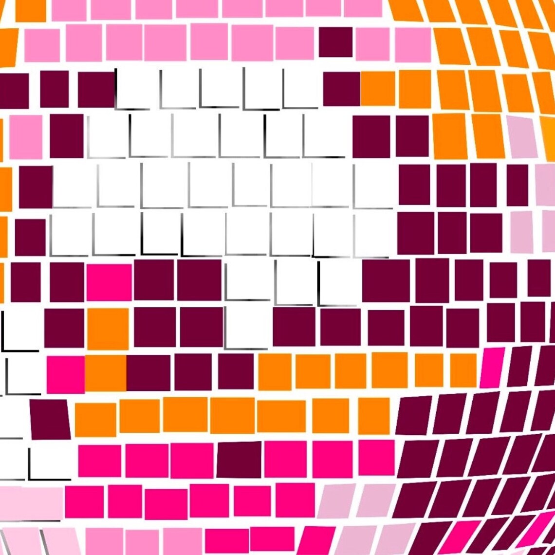 Disco Ball Art Print - Orange and Pink | Disco Ball Wall Art - Etsy