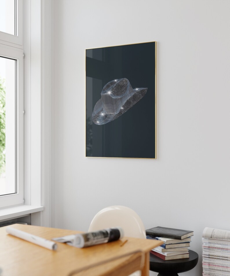 Printable Queen B Cowboy Disco Ball Wall Art Side View - Etsy