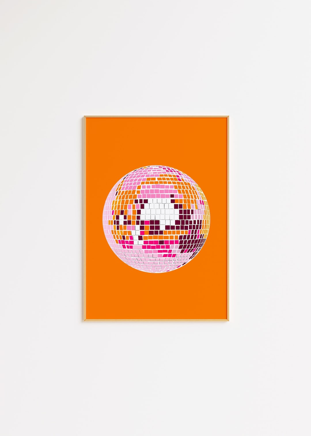 Disco Ball Art Print - Orange and Pink | Disco Ball Wall Art - Etsy