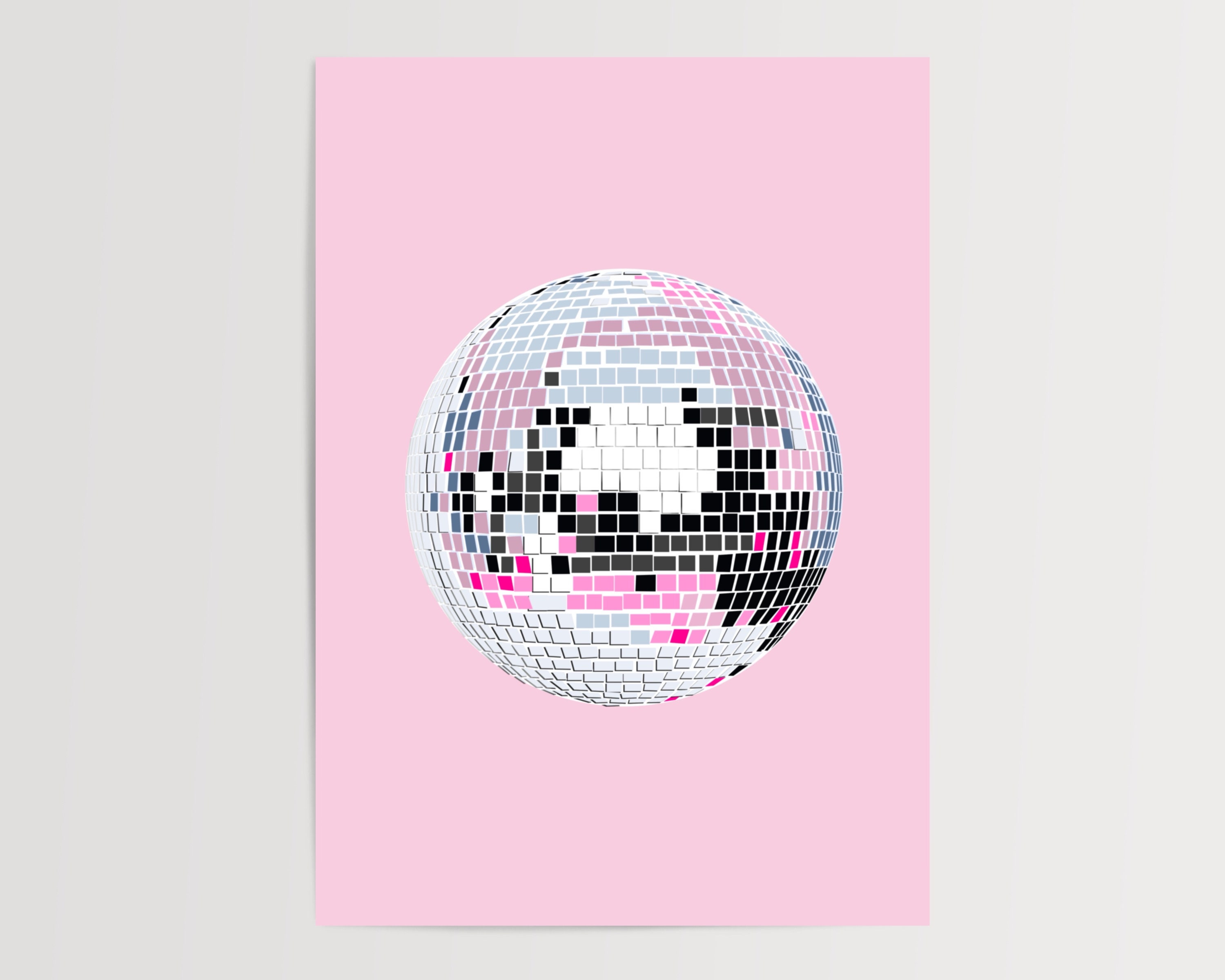 Light Pink Disco Ball Printable Wall Art - Etsy