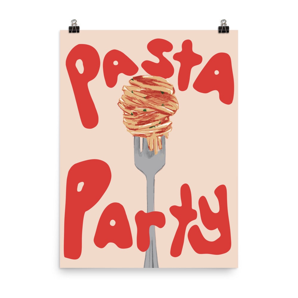 Pasta Party Wall Art, Spaghetti Kitchen Decor, Pasta Lover Gift - Etsy