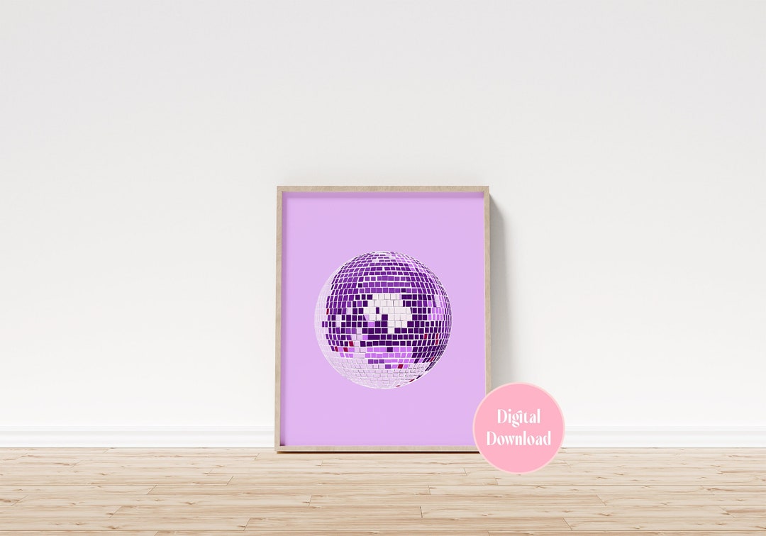 Digital Art, Violet Disco | Disco Ball Print | Purple Disco Ball Wall ...