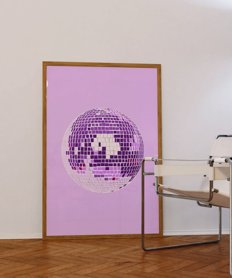 Digital Art, Violet Disco | Disco Ball Print | Purple Disco Ball Wall ...