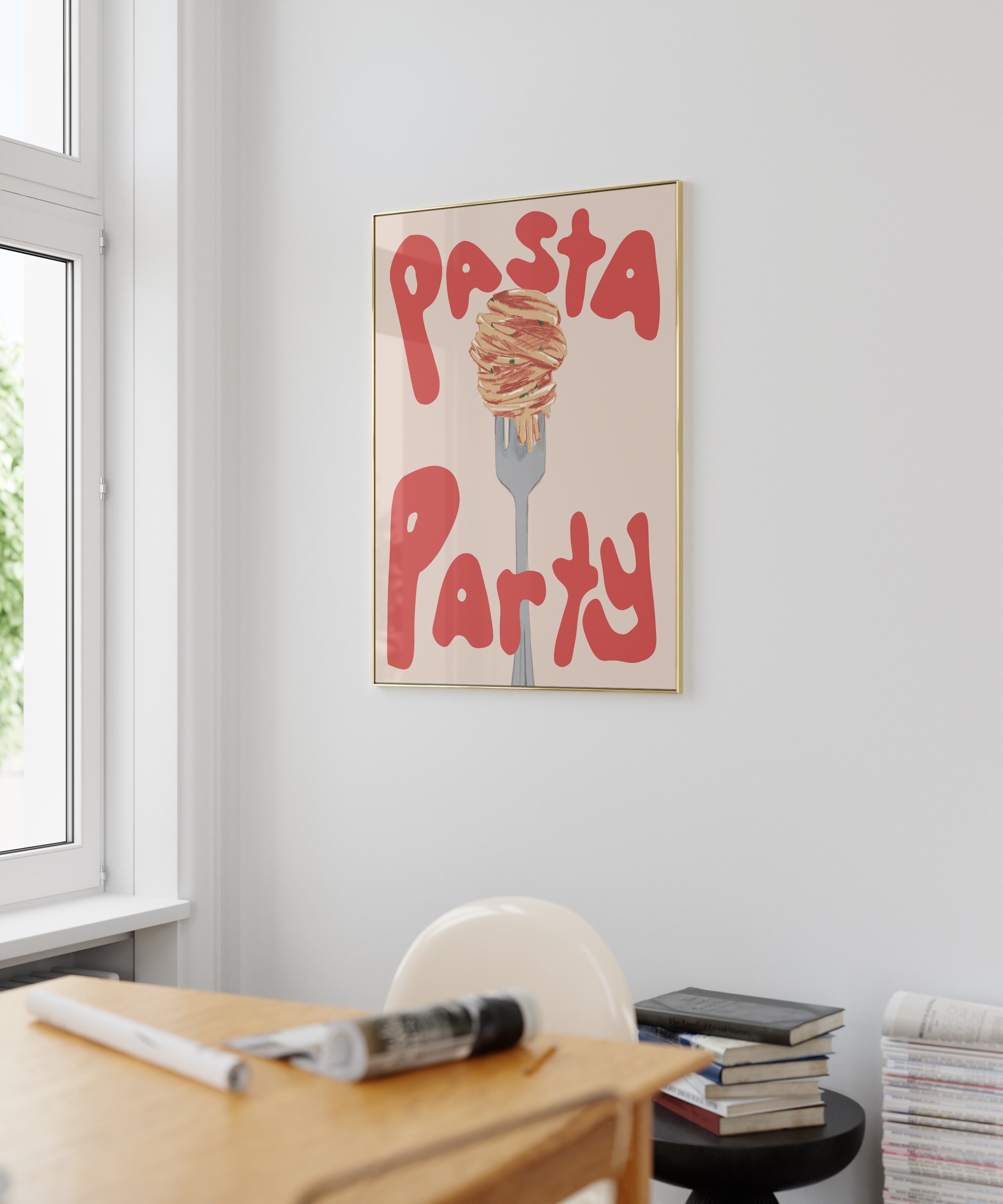 Pasta Party Wall Art, Spaghetti Kitchen Decor, Pasta Lover Gift - Etsy