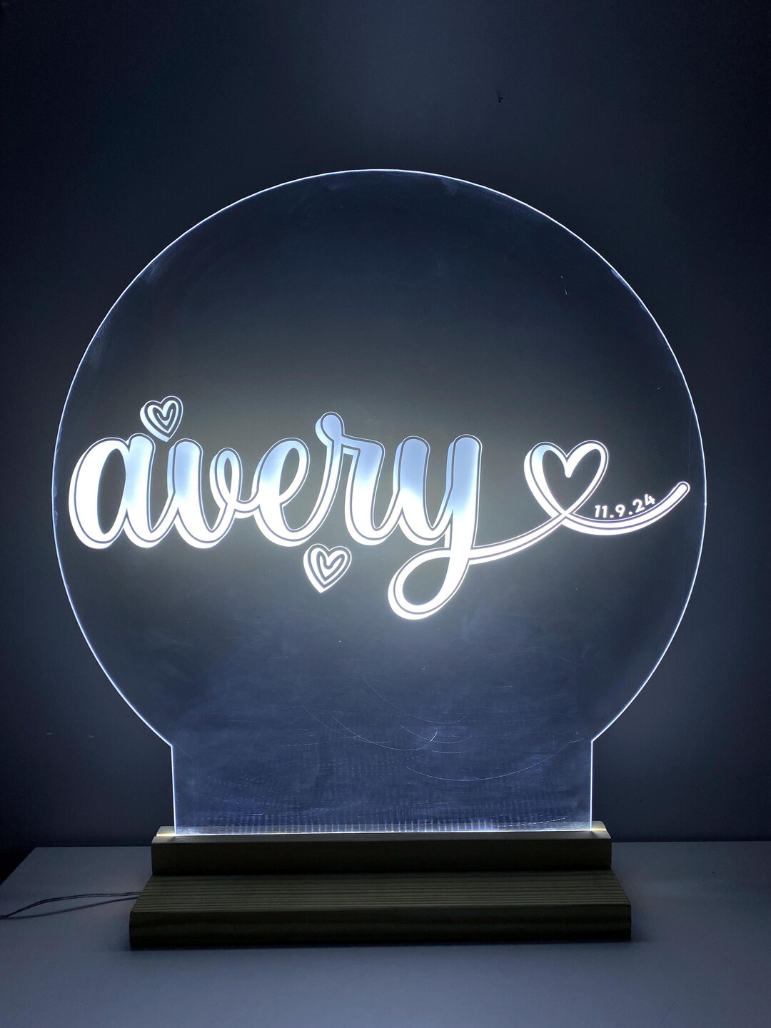 Custom Made LED Acrylic Light up Display Sign in Board or Centerpieces ...