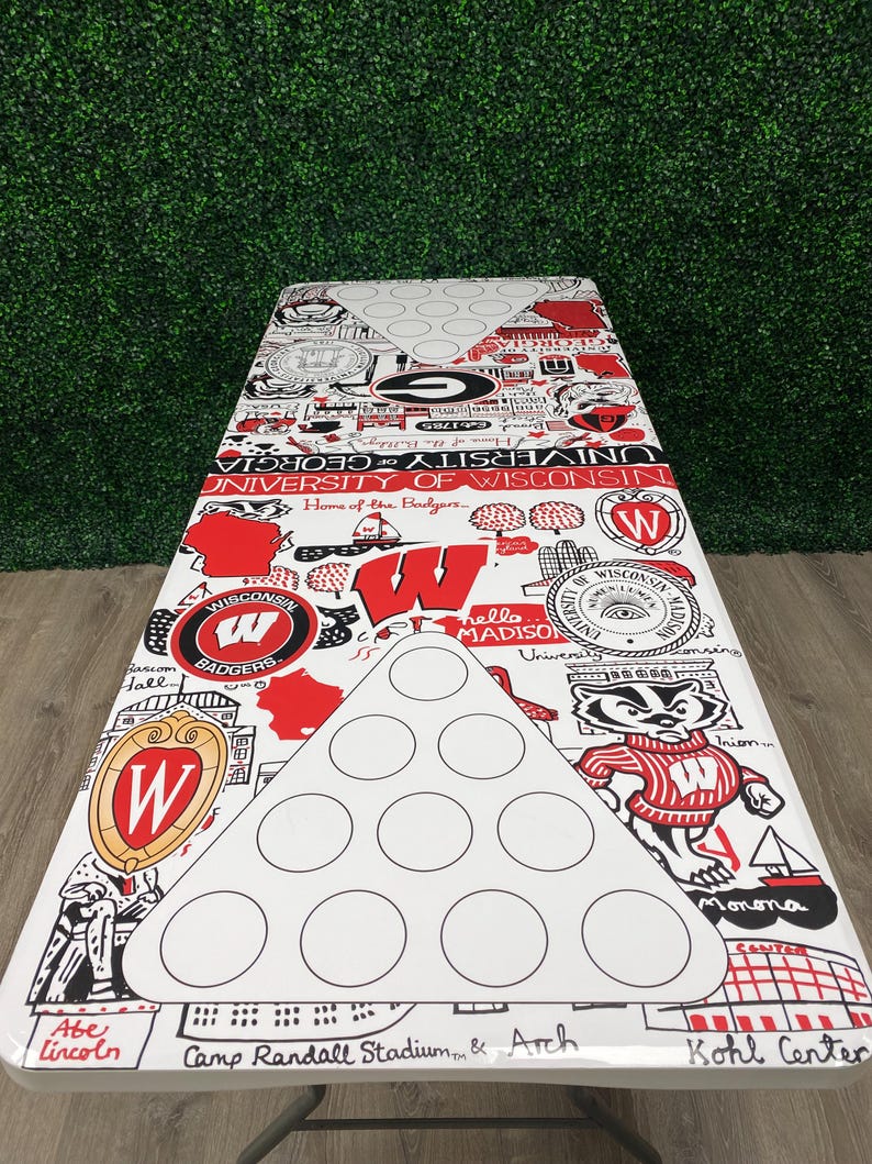 Custom UGA Vs Wisconsin Beer Pong Table | College Game Table - Etsy