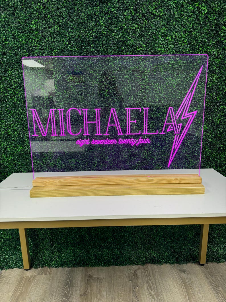 Custom Made LED Acrylic Light up Display Sign in Board or Centerpieces ...