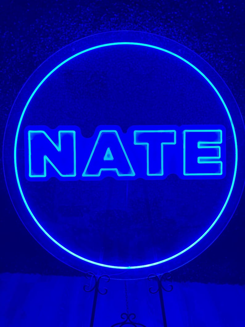 Neon Name + Custom Printed Acrylic Sign in Board for Events, Wedding ...