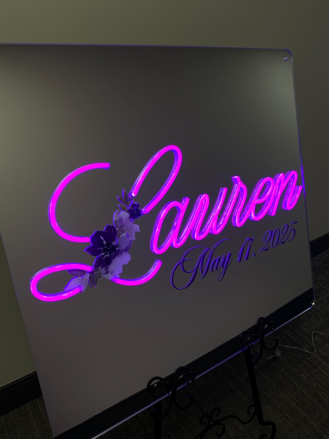 Custom Mirrored Acrylic Silver Mirror + Neon Accent Sign in Board for ...