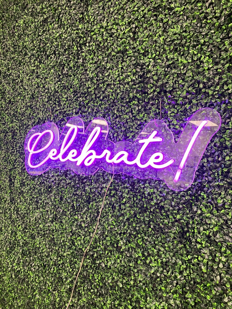 Celebrate Acrylic Neon Sign | Wedding Neon Sign | Party Neon Sign | Bar ...