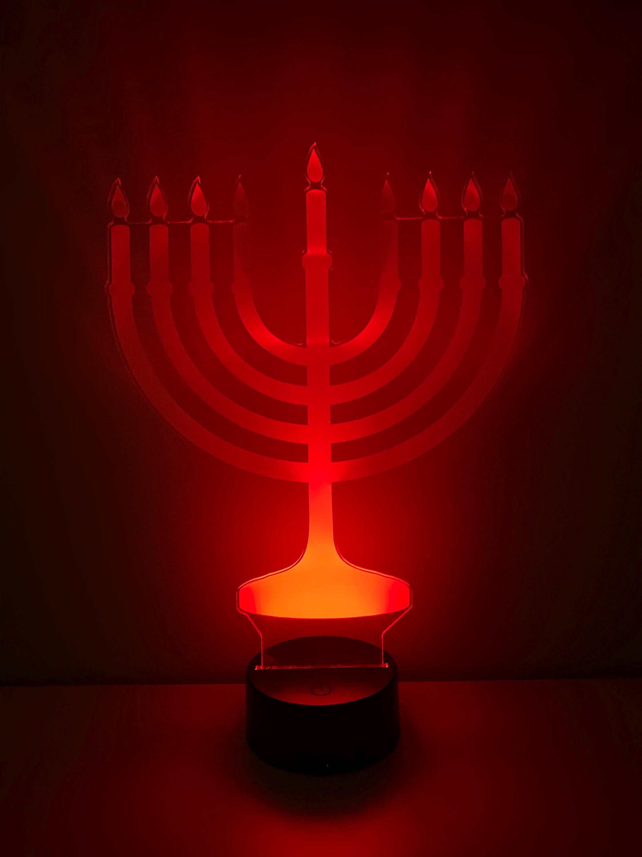 Menorah LED Acrylic Light up Centerpieces | Nightlight | Hanukkah Decor ...