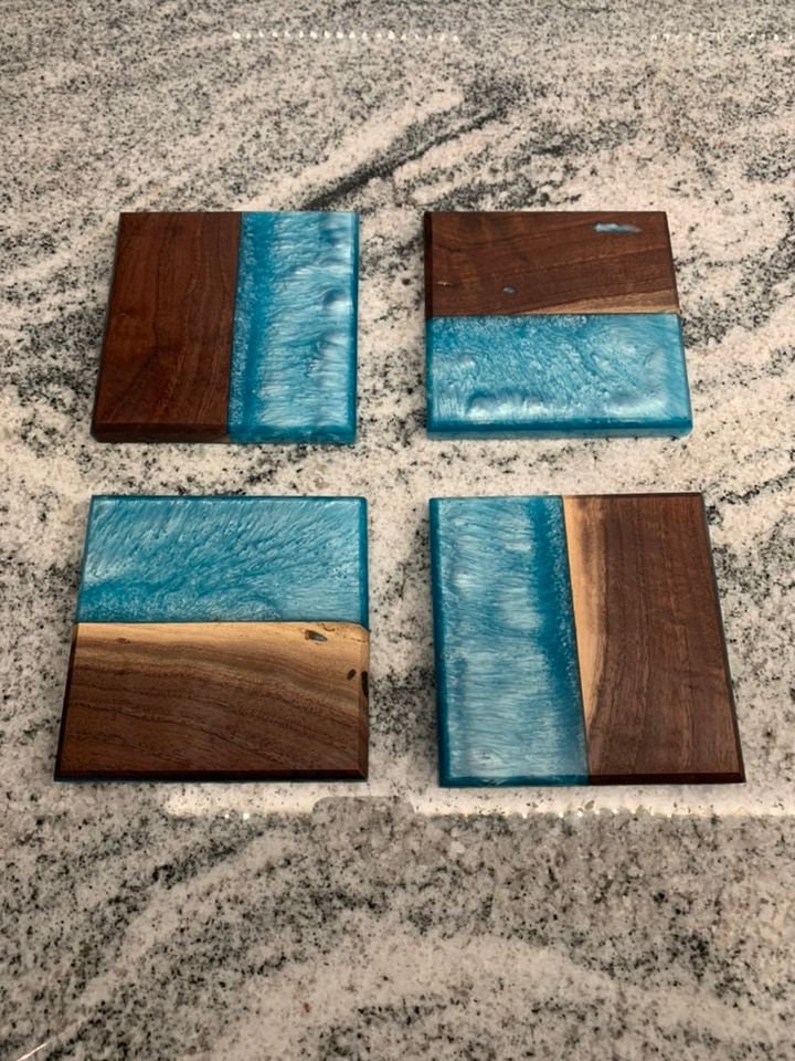 Custom Hardwood Epoxy Coaster Sets - Etsy