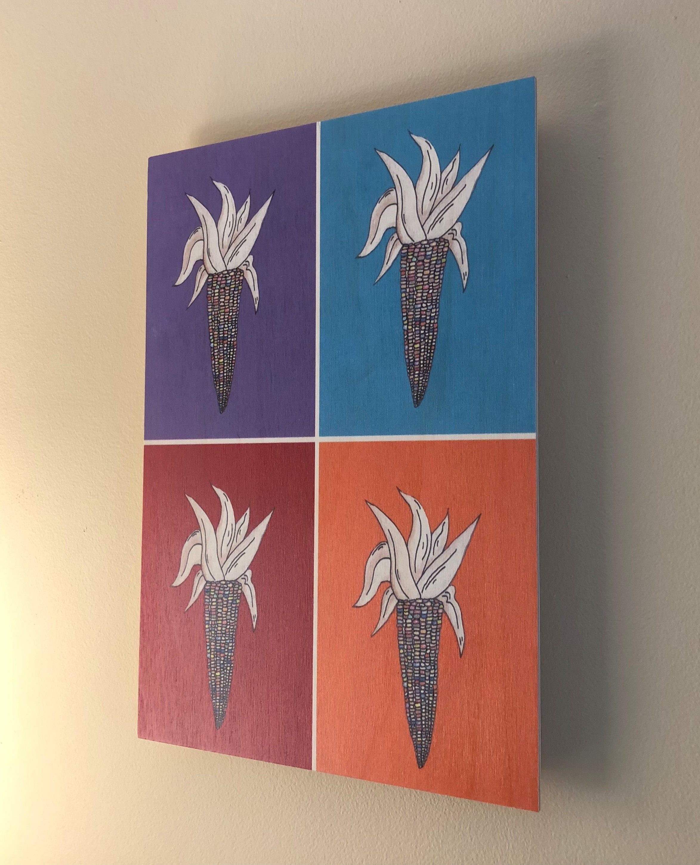 Corn Drawing Original Wooden Wall Art Colorful 10x14 Fall Autumn ...