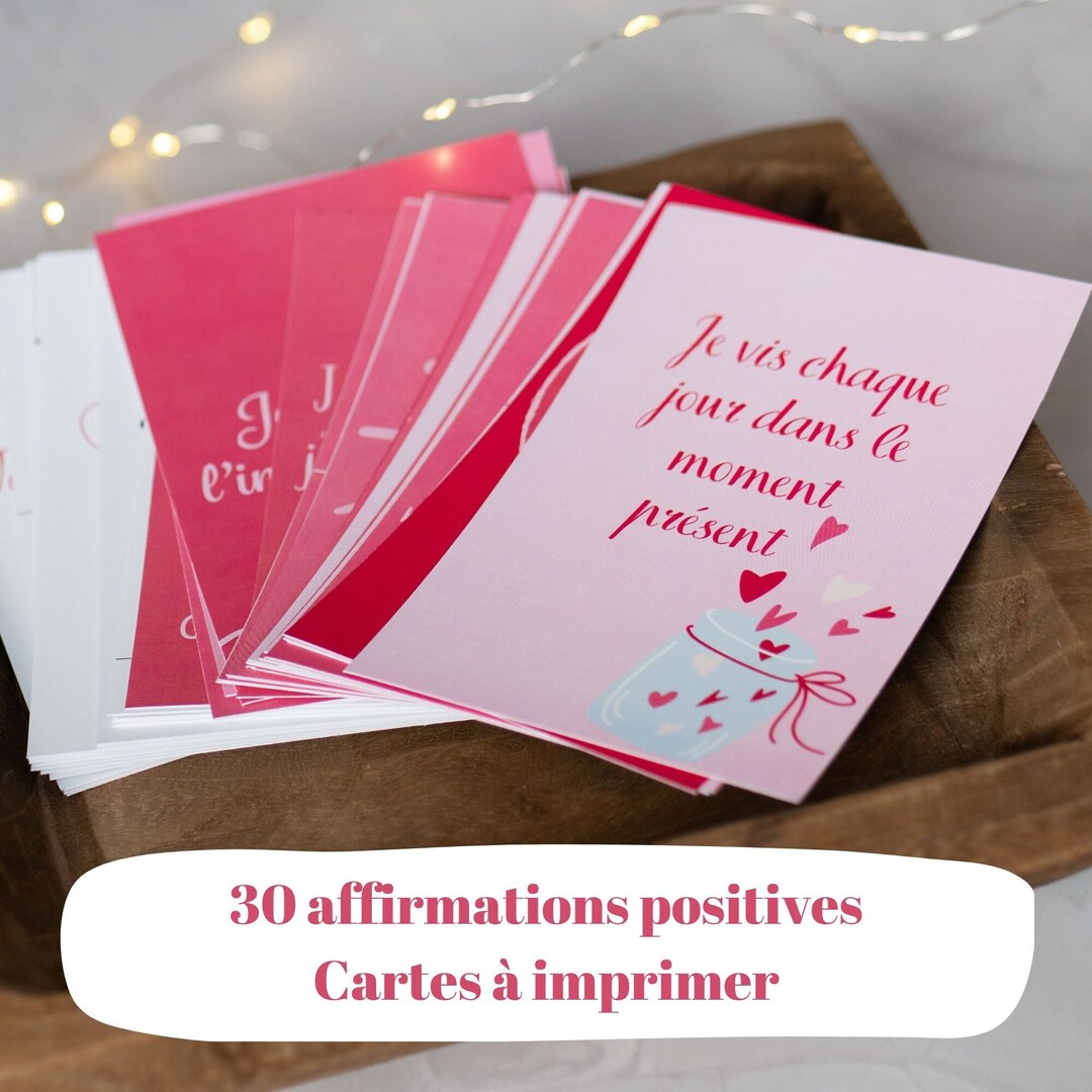 30 Positive Affirmation Cards in French for Digital Download White and ...