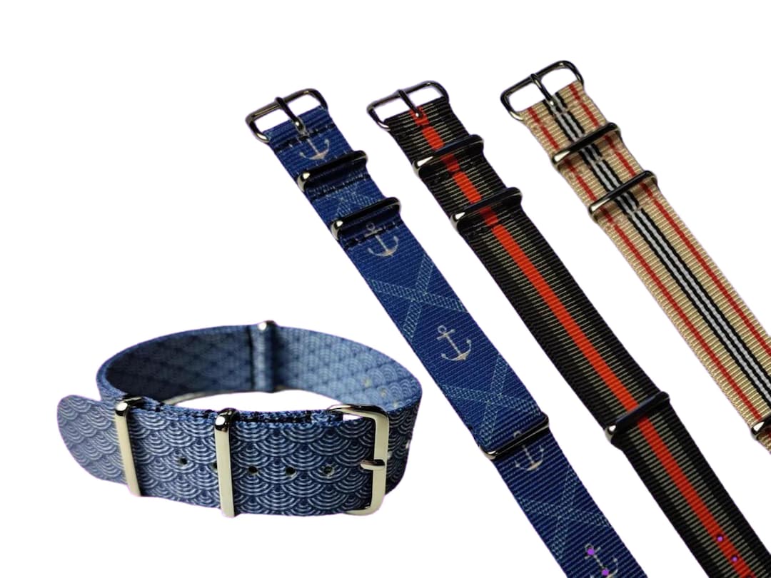 18mm 20mm 22mm One-piece Nylon Watch Straps - Patterned Military ...
