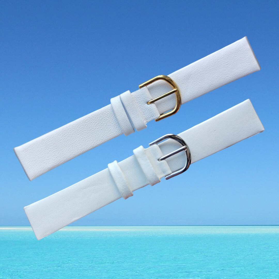 10mm 12mm 18mm 20mm White Leather Watch Straps Smooth, Unstitched Calf ...