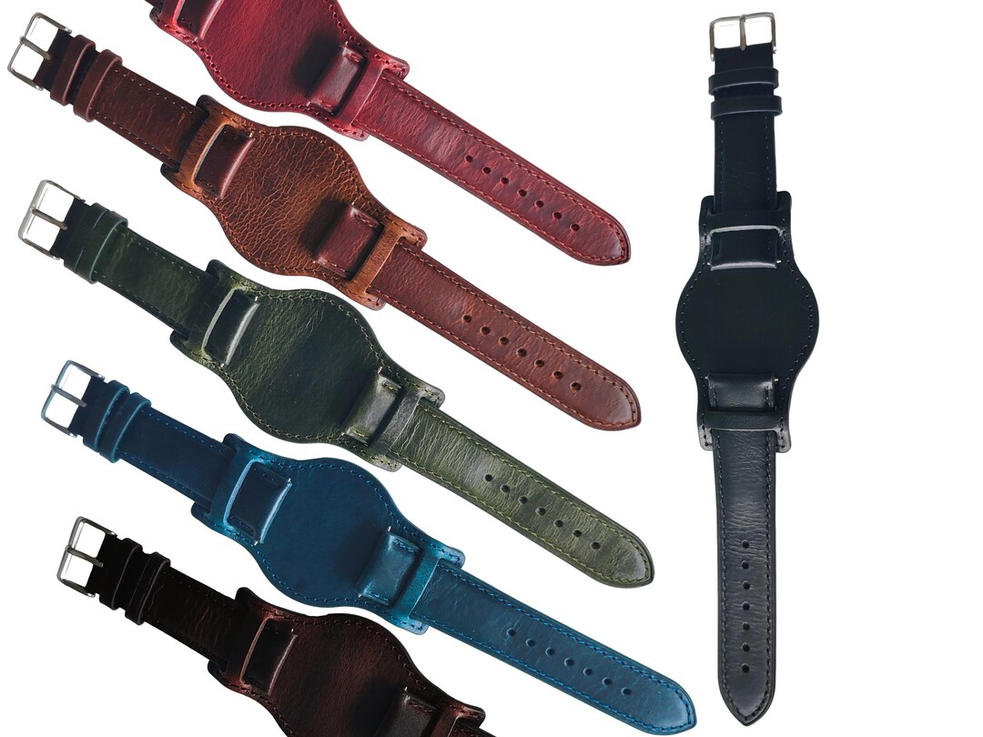 18mm 20mm 22mm Military Cuff Vintage Style Leather Watch Strap With ...