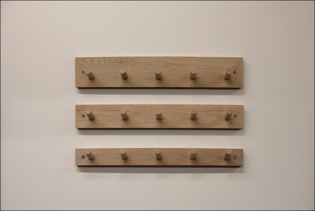 Coat Hook Peg Rail - Coat Rack. Handmade From Solid Oak. Short Chunky ...