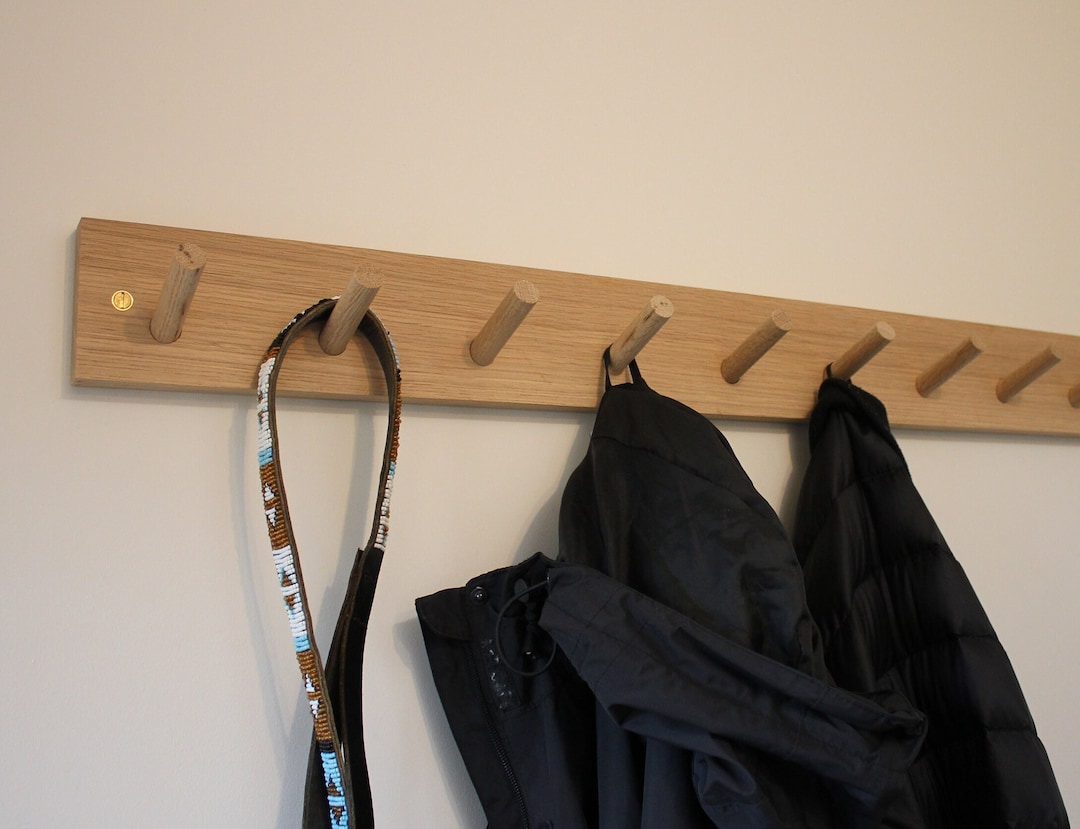 Coat Hook Peg Rail - Coat Rack. Handmade From Solid Oak. Long Chunky ...