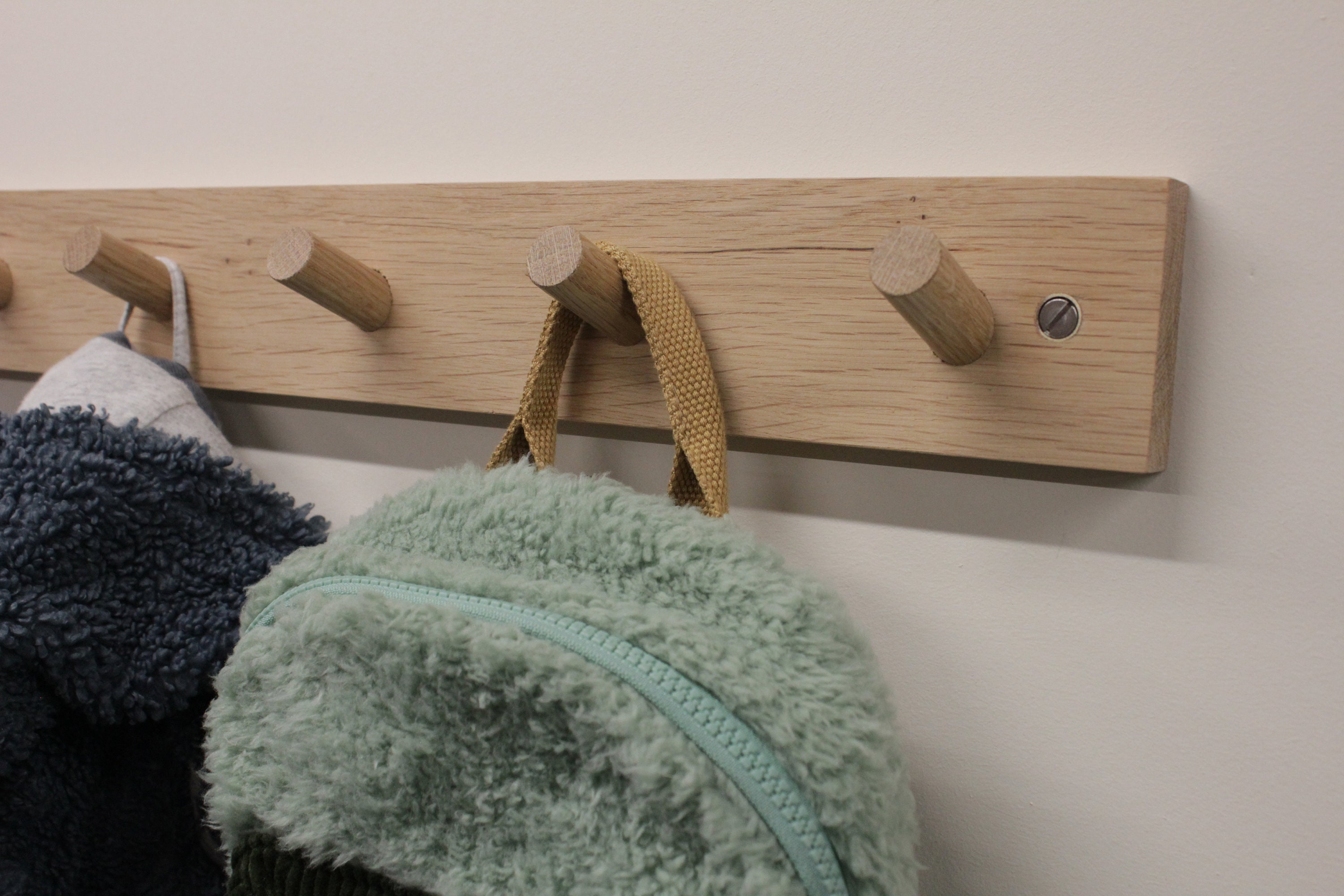 Coat Hook Peg Rail Coat Rack. Handmade From Solid Oak. Short Chunky Peg ...
