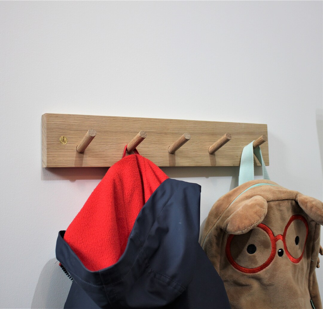 Handmade Solid Oak Coat Hook Peg Rail - Etsy UK