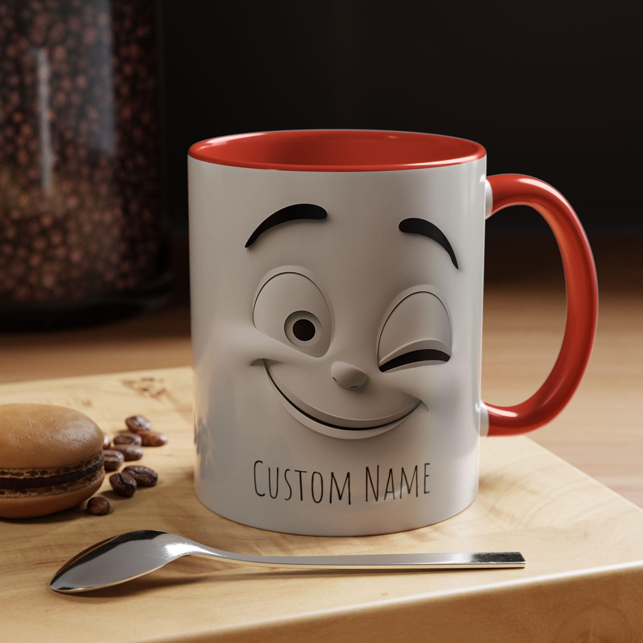 Winking Faces Coffee Mug (11, 15oz) Funny Cartoon Personalizable 3D ...