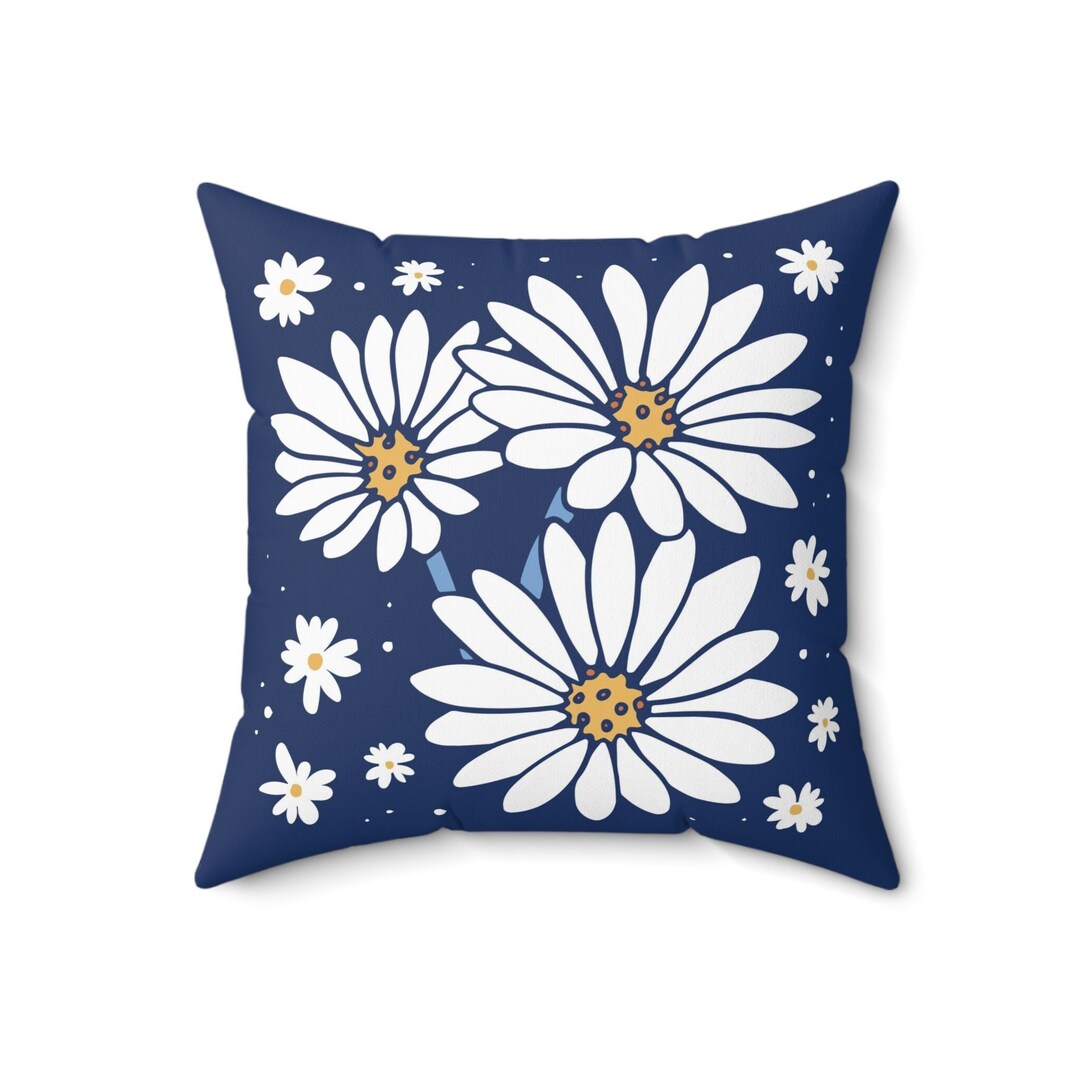 Daisy Flower Square Pillow, Daisy Pillow Cover, Flower Throw Pillow ...