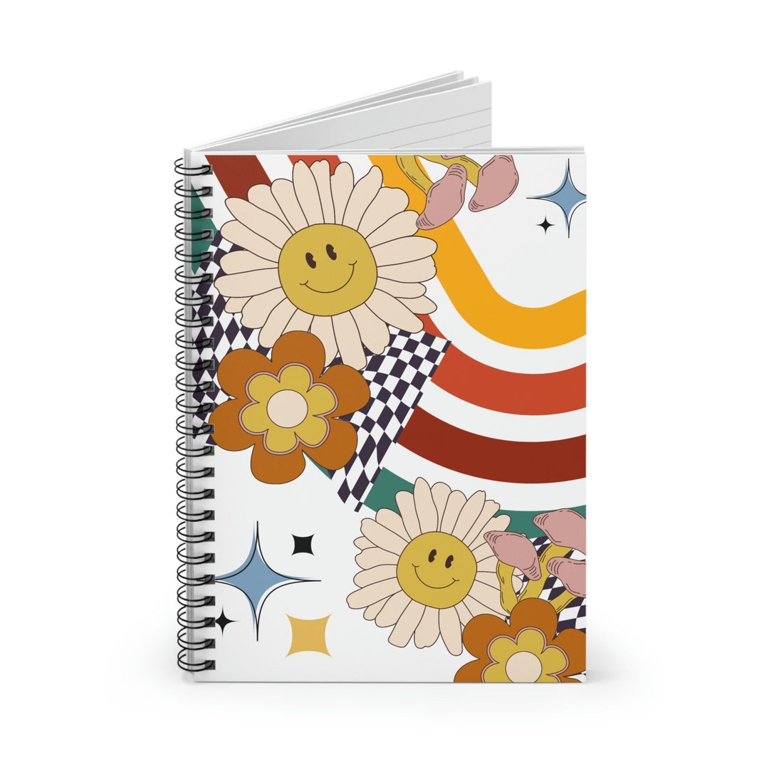 Retro Spiral Notebook 1970s Retro Ruled Line Retro Floral - Etsy