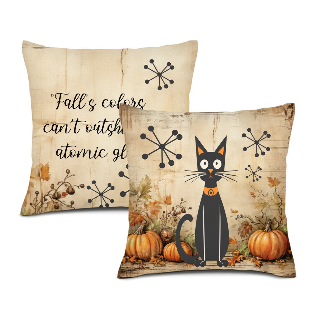 Mid Century Fall Atomic Dog Cat Pillowcases Set of 2, Autumn Atomic ...